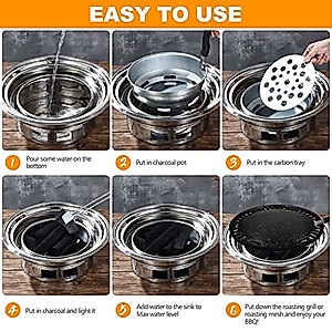 Korean BBQ Grill，Portable Charcoal Grill Stainless Steel Non-stick Easy to Clean Multi-function Charcoal Stove for Outdoor Camping BBQ Grill