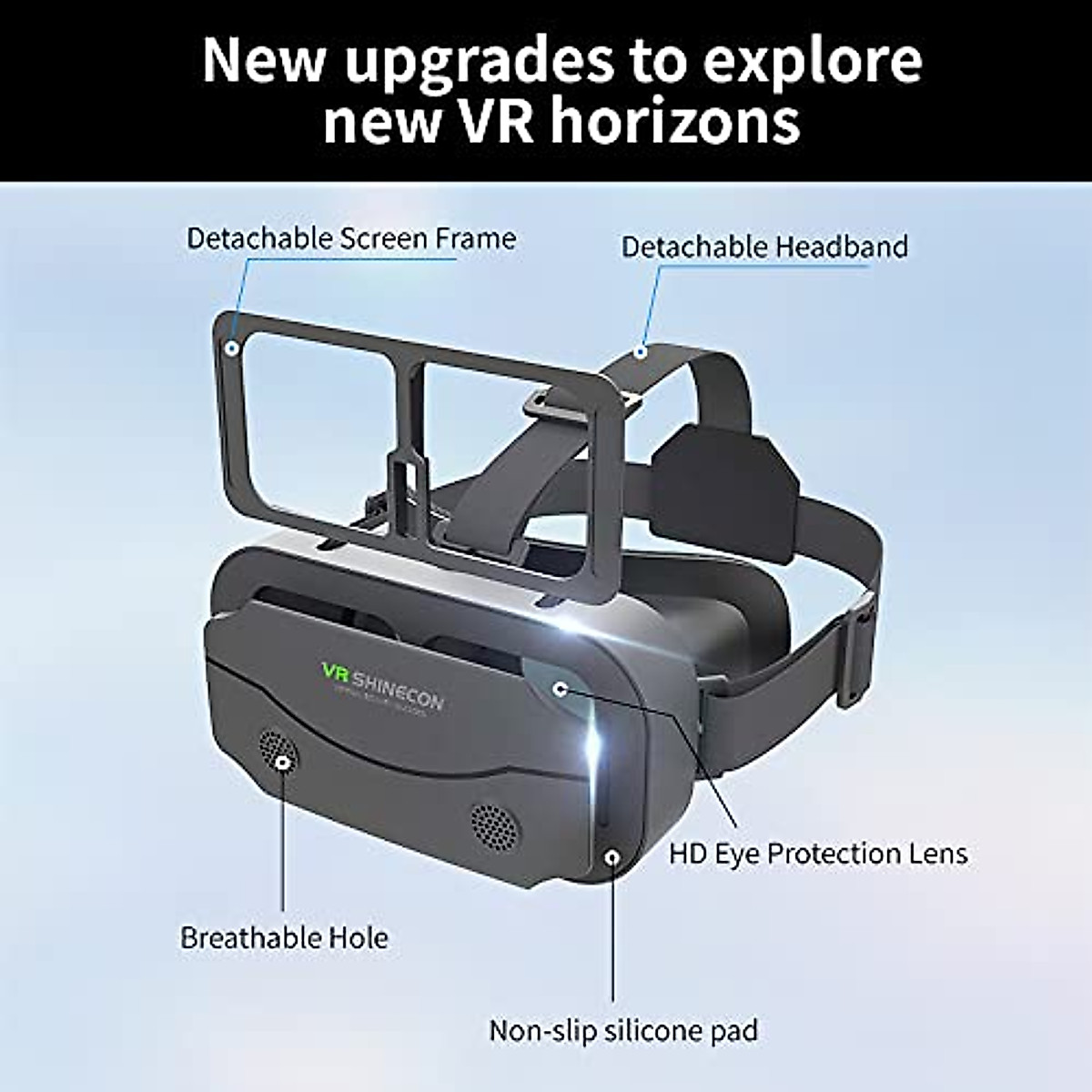 VR Headset Compatible with iPhone & Android Phone Within 4.7-7.2inch Display Screen- Universal Virtual Reality Goggles- Soft & Comfortable New 3D Glasses (G13-Black)