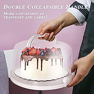 Garmeinea Cake Carrier Cupcake Containers with Lid and Handle Portable Storage & Transport Container Holder 10” Cake Stand for Cake Cupcakes Nuts Pies Muffins Cookies Fruit White