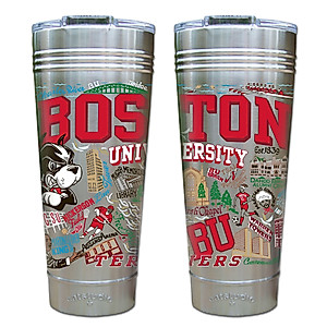 Catstudio Boston University Collegiate Thermal Tumbler | Triple Wall Insulation With Non Slip Bottom | Great College Travel Cup for Water, Coffee, Tea, or Smoothies