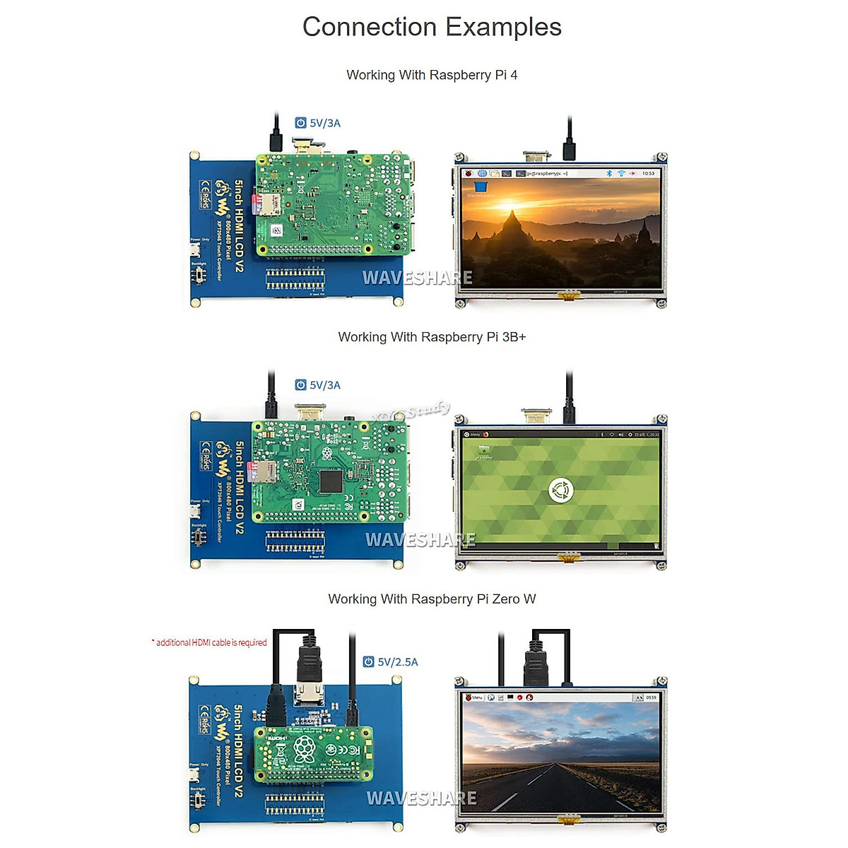 5 inch 800480 Resistive Touch Screen HDMI interface Raspbian LCD compatible with Raspberry Pi (Pi 2 3) Model B B+ A+ Video Photo Display System Module @XYGStudy
