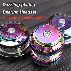 BOXKAT Headsets Set 44-56mm Mountain Bike Aluminum Alloy Bearing Headset Dazzling Color Head Bowl Road Bike (Color : Dazzle, Size : 44-55mm)