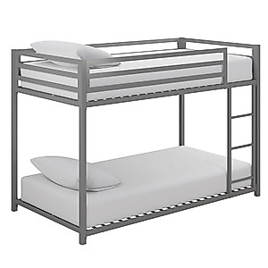 DHP Miles Metal Bunk Bed, Silver, Twin over Twin
