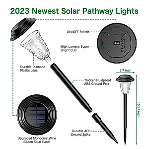 ENSLI Solar Pathway Lights, 8 Pack Bright Color Changing/Warm White Solar Lights Outdoor Waterproof Solar Garden Lights, Outdoor Lights Solar Powered Landscape Path Lights for Yard, Walkway, Lawn