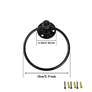 Industrial Hand Towel Ring Farmhouse Towel Holder Wall Mounted for Bathroom Decor