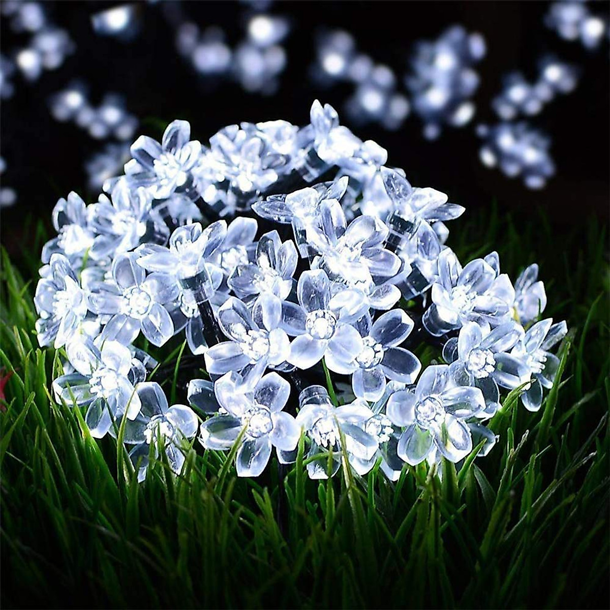 Solar Flower String Lights,AMZSTAR® 21ft 50 LED Peach Blossom Fairy Lights Indoor/Outdoor Decorative String Lights for Home Garden Patio Lawn Party and Weeding Decorations(White)