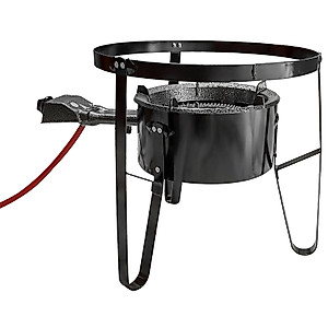 Premium Cast Iron Propane Burner With 19" Tall Stand Combo Cooker Outdoor Stove Portable High Pressure Gas Patio Deep Fry BBQ with Hose & Regulator
