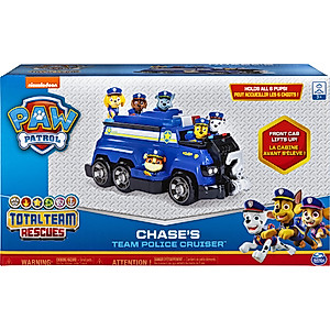 Paw Patrol, Chase’s Total Team Rescue Police Cruiser Vehicle with 6 Pups, for Kids Aged 3 and Up