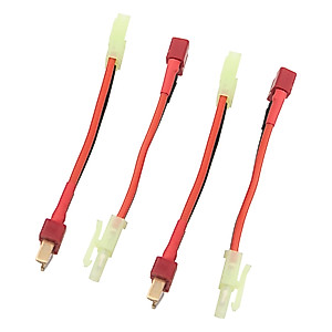 3Pairs ShareGoo Adapter Compatible with Mini Tamiya Style (Reversed) to T-Plug Deans Adapter with 8cm 16AWG Wire Cable for Airsoft Gun