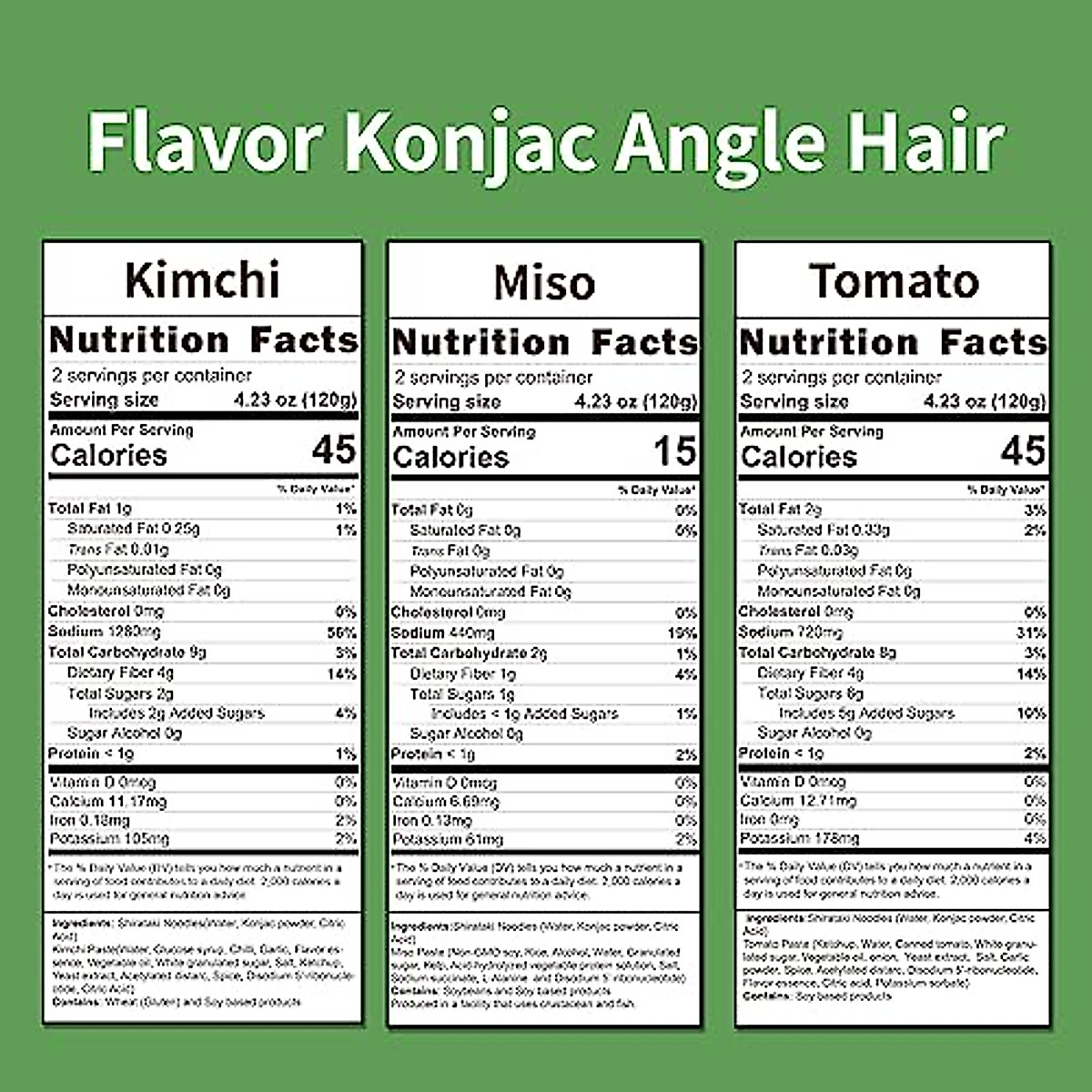 Hethstia Shirataki Noodle, Konjac Ramen(61.38oz), 6 Pack Flavored Angel Hair, Variety Flavor