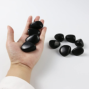 Tumbled Polished Natural Black Obsidian Stones, Crystals and Healing Stones Quartz Bulk for Wicca, Reiki, Healing Energy, Chakra Stones, Witchcraft Supplies(10Pcs)