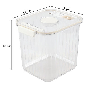 Afromy Large Plastic Food Storage Container Bin for Flour, Sugar, Baking Supplies, Airtight Rice Container, Dry Food Holder Canister Containers, Clear
