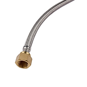 EFIELD 18 Inch Push-fit Valve Flexible Water Heater Connector, 1/2 inch x 3/4 inch FIP, Push-to-Connect, Copper, Pex, CPVC, Braided Stainless Steel