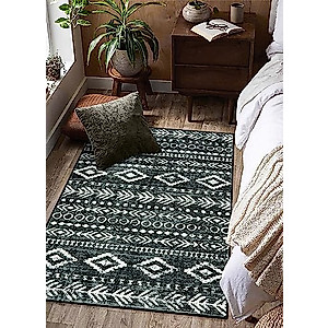 Lahome Farmhouse Moroccan Throw Rug, Washable 3x5 Bedroom Rugs Non Skid Home Office Area Rug Low-Pile Laundry Room Mat, Bohemian Tribals Soft Kids Playroom Nursery Room Floor Carpet