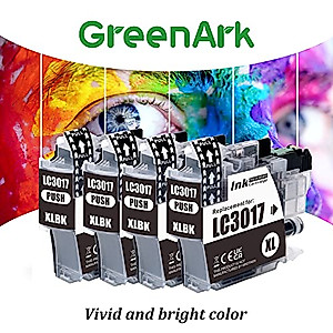 GREENARK Compatible Ink Cartridge Replacement for Brother LC3017BK High Yield Black Work for Brother MFC-J6930DW MFC-J5330DW MFC-J6530DW MFC-J6730DW Printers, 4 Pack LC3017XL Black Ink Cartridges