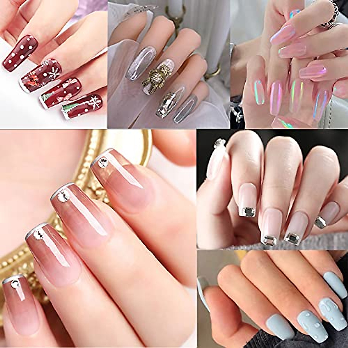 Square Nails - 500Pcs Clear Acrylic Full Cover Nail Tips with 10Pcs Nail Glue for DIY Nail Art