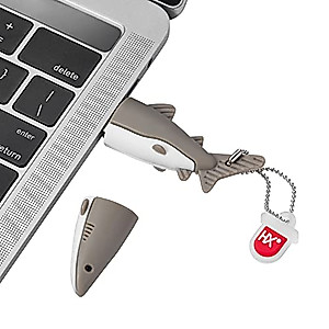 SBR-Trade USB Flash Drives , 32GB / 64GB Silicone Waterproof USB 2.0 USB Memory Stick Pen Drive U Disk Jump Drive Data Storage Pendrive Thumb Drives (64GB, Cute Shark)