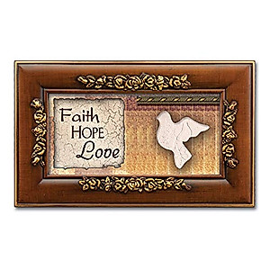 Cottage Garden Faith Hope and Love Woodgrain Petite Rose Music Box Plays in The Garden