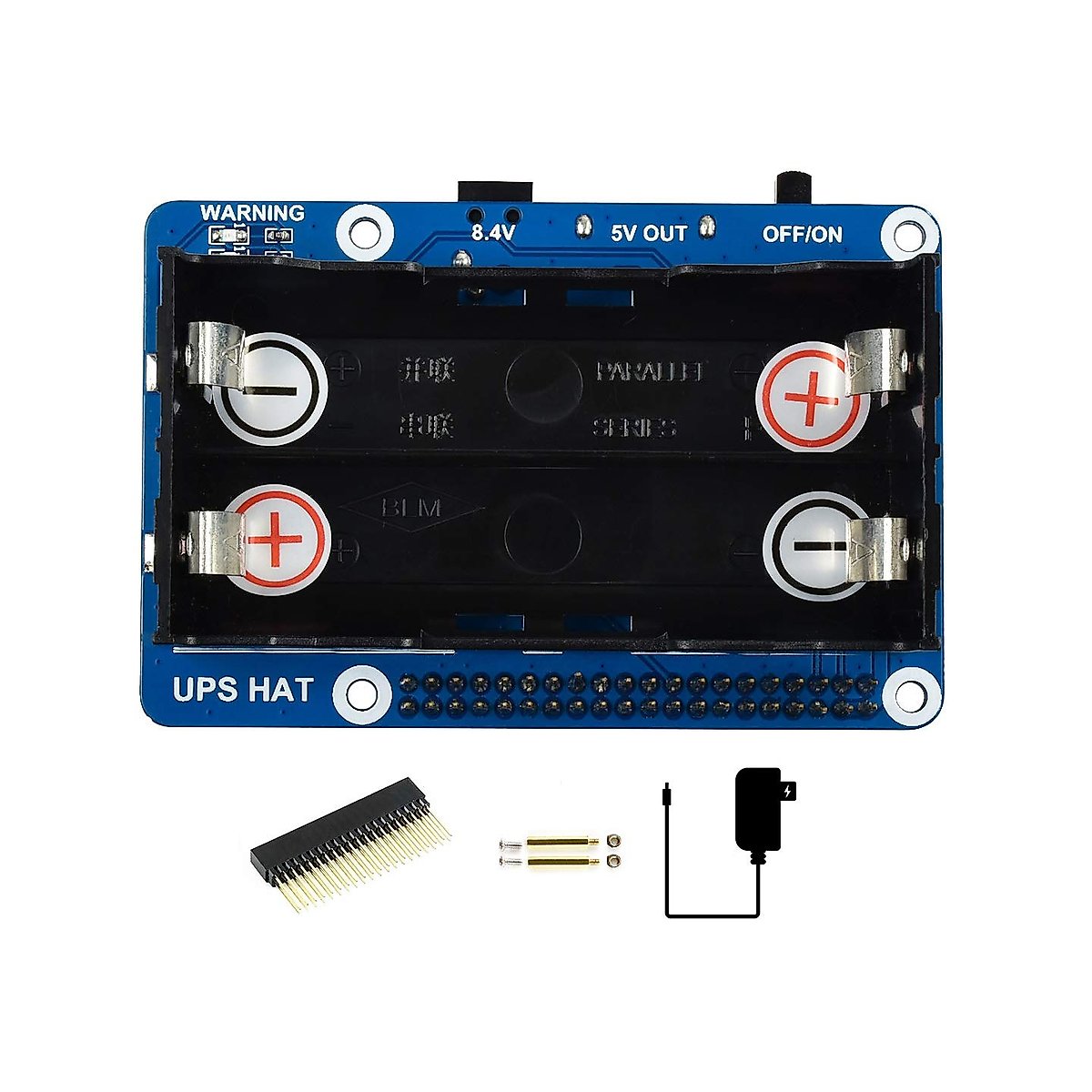 Waveshare UPS HAT for Raspberry Pi, 5V Uninterruptible Power Supply Charge and Power Output at The Same Time