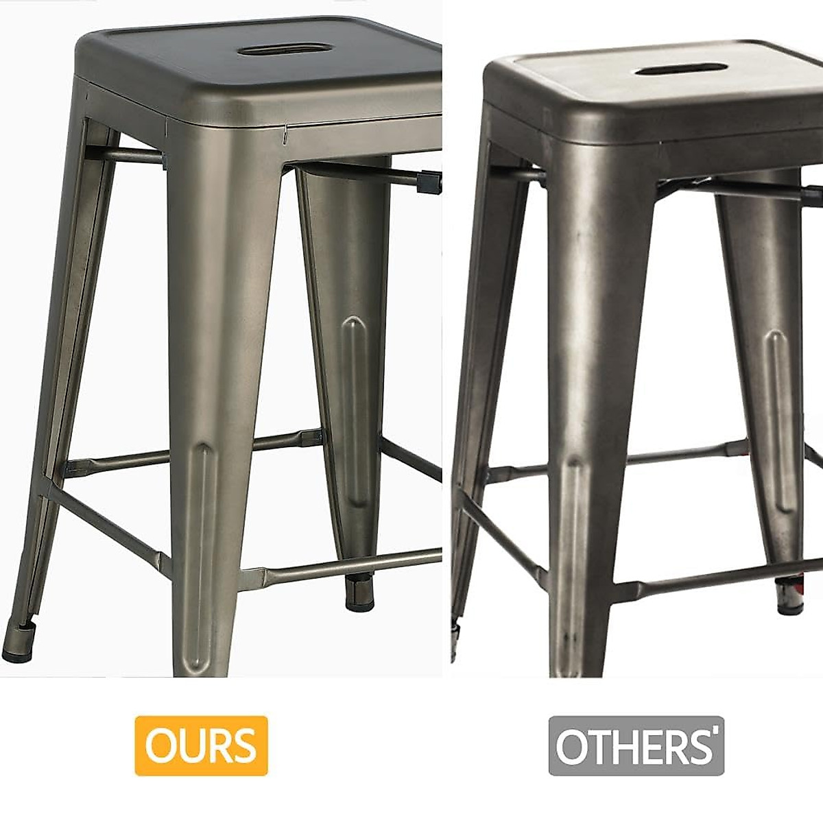 Topeakmart Metal Bar Stools 30 inches Set of 4 High Backless Counter Bar Stool Heavy Duty Indoor-Outdoor Stackable Chairs