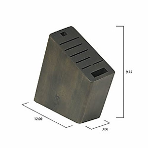 Shun Cutlery 8-Slot Angled Knife Block, Hardwood Block with Attractive Dark Stain, Authentic, Japanese Universal Knife Block, Knife Holder for Kitchen Counter