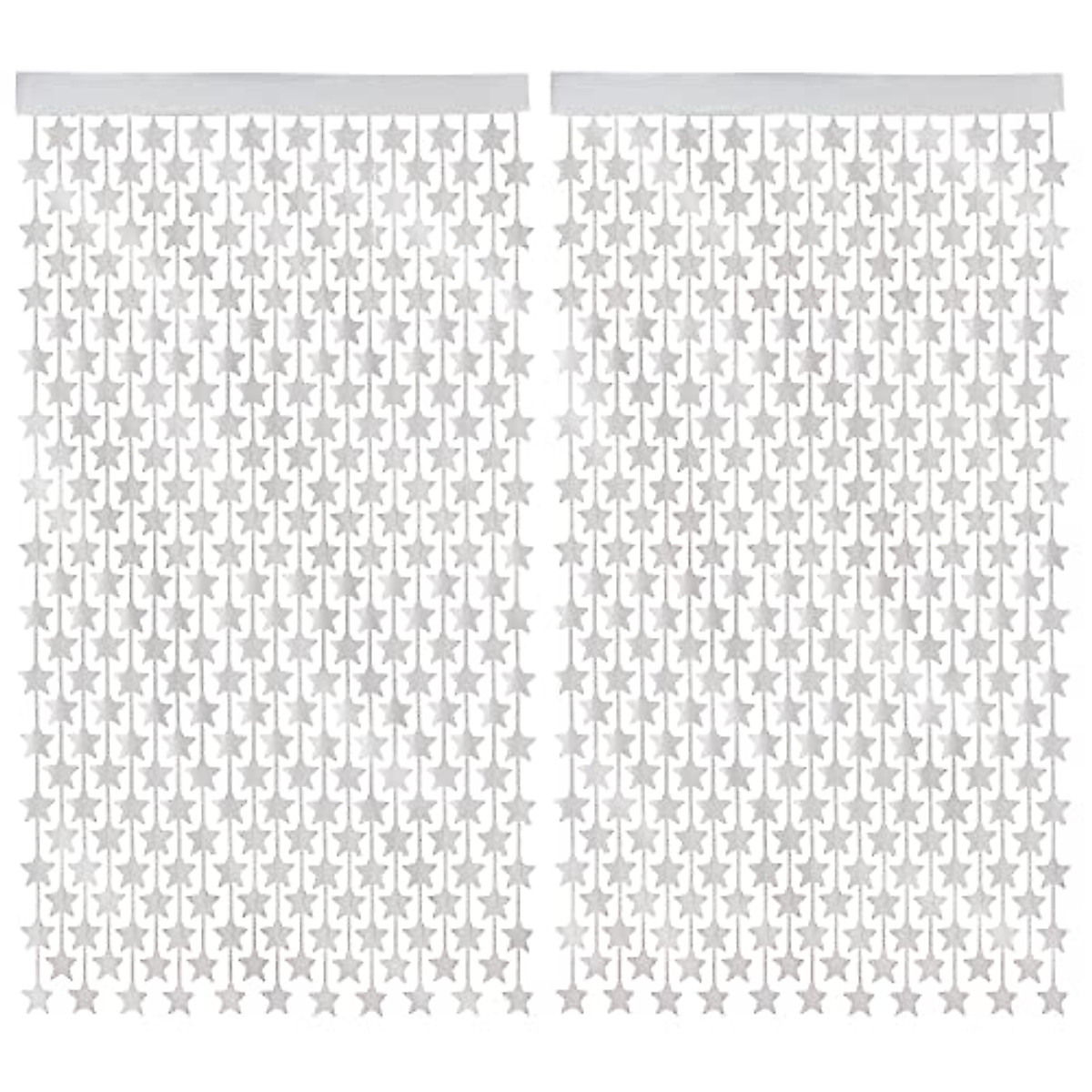 xo, Fetti Silver Star Foil Curtain Party Decorations - Set of 2 | Fourth of July, Bachelorette Matte Fringe Backdrop, Birthday Photo Booth,Wedding, New Years Eve