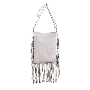 White Boho Bag | Real Leather | Fringe Purse | Bohemian Bags | Hobo Tote Handbag