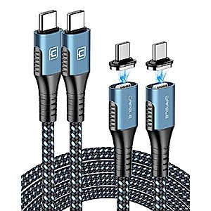 USB C to USB C Cable,60W 3A Fast Magnetic Charging Cable,CAFELE 2 Pack Type C to Type C Nylon Cable Fast Charge for Samsung Galaxy S10 S10+ / Note 8, LG V20 and Other Type C Charger (Blue)