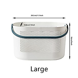 Plastic Bathroom Storage Basket with Handle, for Storing Bathroom Body Wash, Shampoo, Conditioner, Lotion (Blue large)