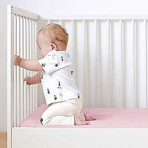 Crib Sheets Girl 4 Pack, Baby Crib Sheet for Crib Mattress and Toddler Bed Mattress, Soft Breathable Fitted Kid Toddler Sheets Set for Girls, Pink & Purple