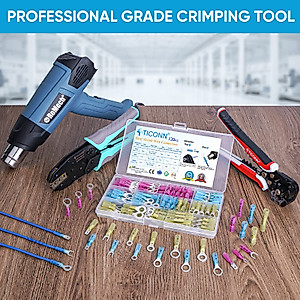 TICONN 120Pcs Heat Shrink Wire Connectors, Waterproof Automotive Marine Electrical Terminals Kit, Crimp Connector Assortment, Ring Fork Spade Splices