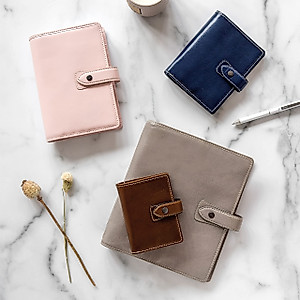 Filofax Malden Organizer, Personal Size, Stone - Tactile, Full Grain Buffalo Leather, Six Rings, with Cotton Cream Week-to-View Calendar Diary, Multilingual, 2024 (C025811-24)