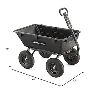 Gorilla Carts Heavy-Duty Poly Yard Dump Cart | 2-in-1 Convertible Handle, 1200 lbs Capacity | GOR6PS Model & Oregon 54-026 Bar and Chain Oil, 1 Quart