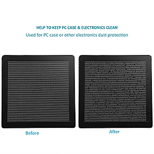 120mm Fan Dust Filter Mesh 4.72inch Magnetic Frame PVC PC Computer Case Fan Dust Mesh Cover Grills Black 5-Pack