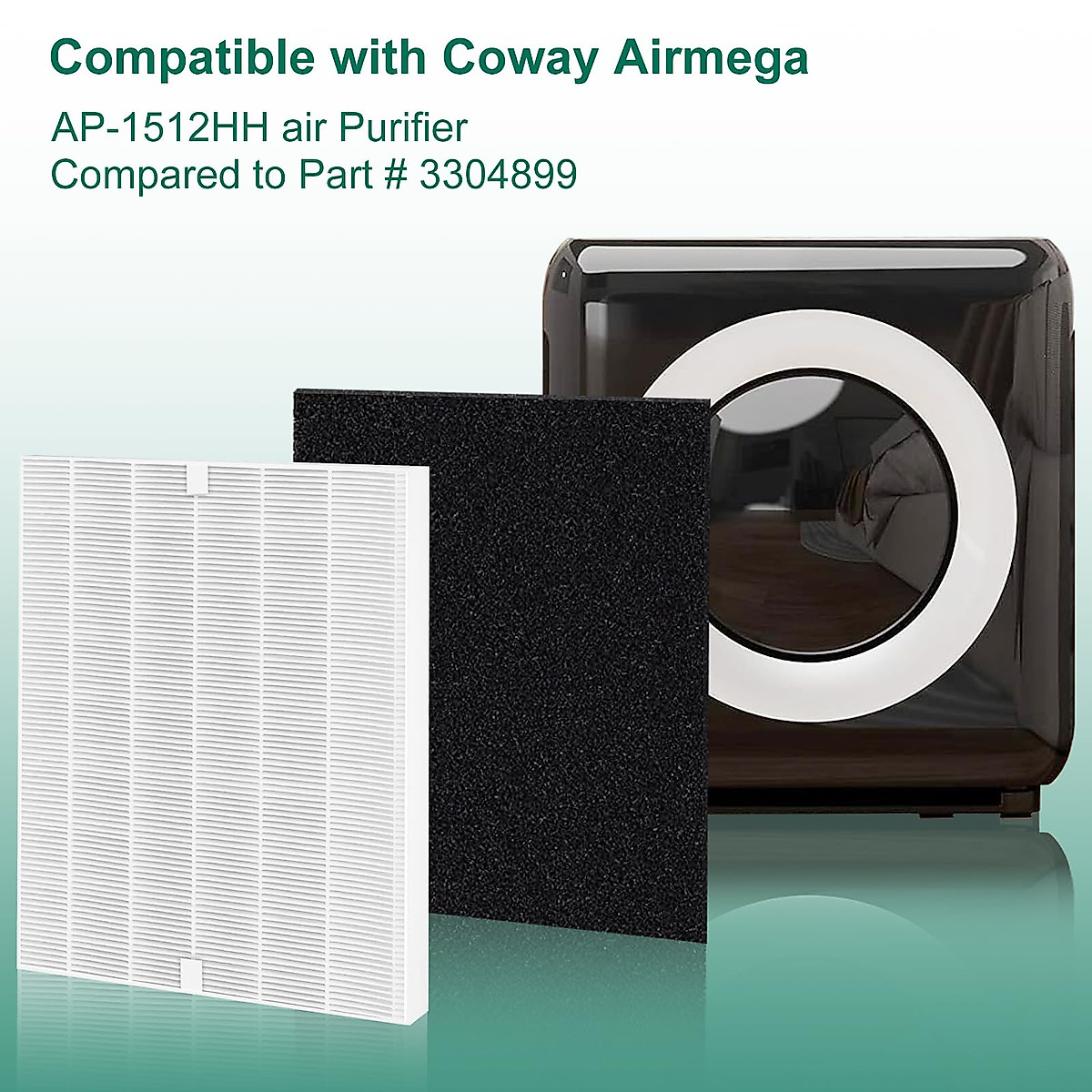 NXBHG AP-1512HH Replacement Filter Compatible with Coway AP-1512HH, AP-1512HH-FP, AP-1518R, AP-1519P, 4 True Filter, 4 Activated Carbon Filters, Compared to Part #3304899