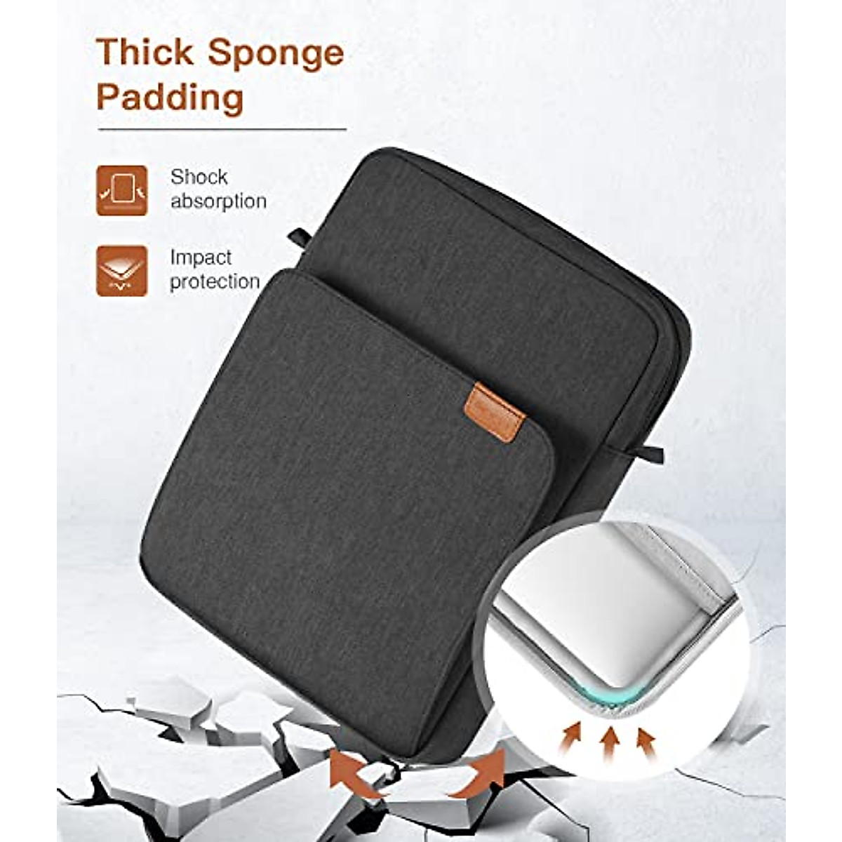 MoKo 13.3-14 Inch Laptop Sleeve Bag Fits MacBook Pro 13" M2 2022/Pro M1 Pro/M1 Max 14.2 2021, MacBook Air 13.6" M2 2022, Tab S8 Ultra 14.6", Handle Carrying Case with Shoulder Strap, Black & Gray