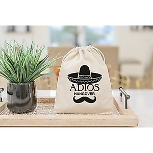 Set of 10 Adios Hangover Bags bachelorette party decorations Cabo survival Kit, amenity Kit Cotton Drawstring Wedding Welcome Favor kits ,Bachelorette ,Party, Drawstring Decors, Off White, 5x7''