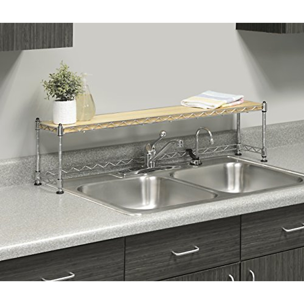 Whitmor Supreme Wood & Chrome Sink Shelf