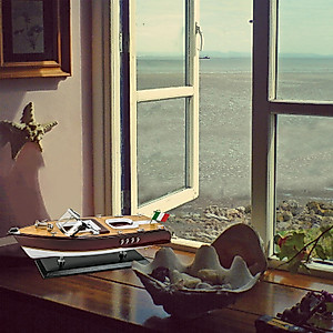 SAILINGSTORY Wooden Model Boat Riva Aquarama Speedboat 1/20 Scale Replica Runabout Boat Model Decoration