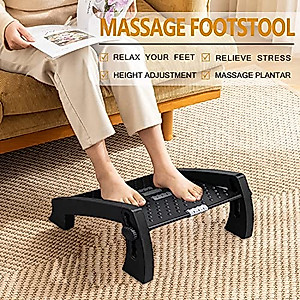 Foot Rest,6 Height Adjustable Foot Rest for Under Desk at Work,Ergonomic Under Desk Footrest with Massage Particle and Rollers,Office Under Desk Foot Stool for Promote Leg Circulation,Relieve Pressure
