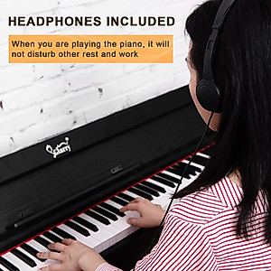 GLARRY 88 Key Home Digital Piano for Beginners, Electric Keyboards Piano MP3/USB/MIDI/Bluetooth Function w/Music Stand, Power Adapter, Triple Pedals, Instruction, Headphone（Black）
