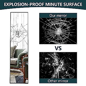 WIIS' IDEA 58"x15"Full Length Mirror,Durable Solid Wood Frame,Explosion-Proof Film,High-Definition Full Body Mirror,Standing/Leaning/Hanging Long Mirror for Bedroom,Bathroom,Living Room(Black)