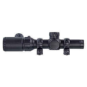 Monstrum 1-4x20 Rifle Scope with Rangefinder Reticle and Medium Profile Scope Rings | Black