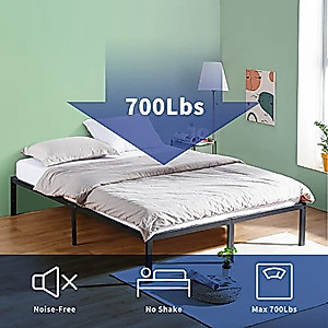 Olee Sleep Eos 10-Inch Memory Foam Mattress in Grey, Twin & 18 Inch Tall Heavy Duty Steel Slat/Anti-Slip Support/Easy Assembly/Mattress Foundation, Black