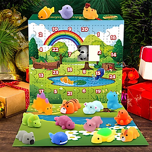SURCVIO Christmas Advent Calendar 2024 for Kids, 24 Days of Mochi Squishy Assorted Animal Toys Countdown Calendar, Xmas Stocking Stuffers Gifts for Boys Girls Christmas Party Favor