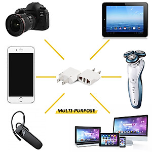 6 Pack European to US Plug Adapter, Travel Small European to American Outlet Plug Adapter, European Plug Adapter to USA Power Converter (White)