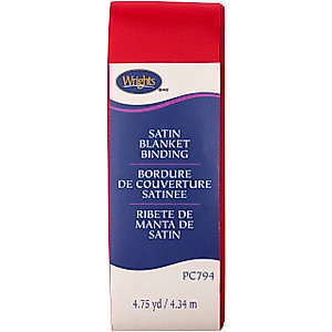 WRIGHTS 117794076 Single Fold Satin Blanket Binding, 2" X4-3/4 yd, Scarlet