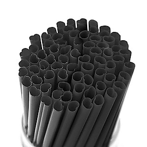 HIN 100pcs Heart Shaped Straws black Disposable Drinking Cute Straw Individually Wrapped plastic straw Party Supplies Birthday Party for kids Bridal Shower wedding supplies