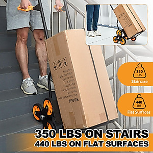 Datanly Heavy Duty Stair Hand Truck 440 Lbs Stair Climbing Cart with Telescoping Handle with 6 Wheels and Rope Stair Dolly Climber 2 in 1 Hand Truck Dolly Design for Moving, Warehouse, Logistics