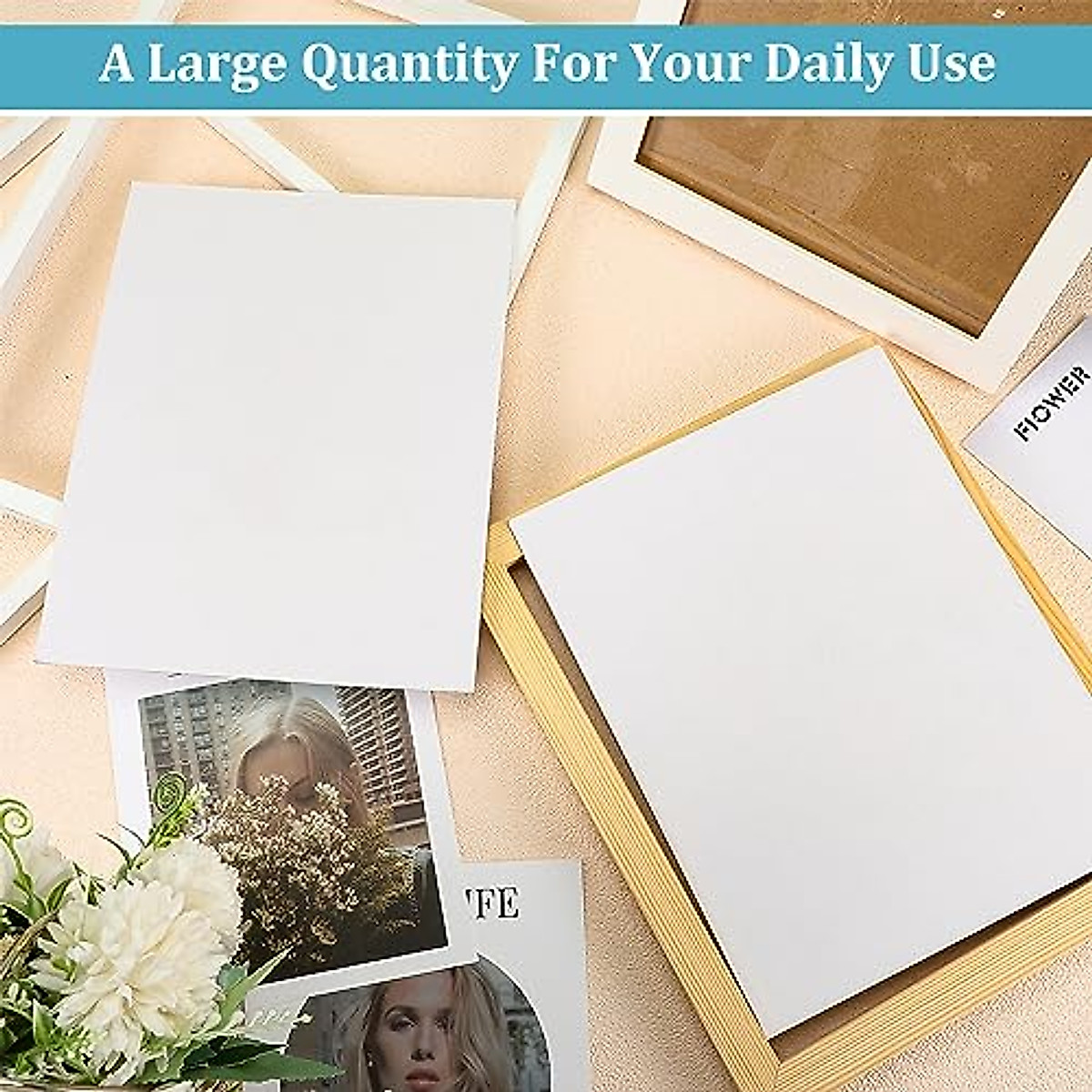 Jetec 150 Sheet Double Sided Picture Mats 8 x 10 Inch Photo Frame Mat Backing Boards Picture Mat Matte Backboards Bevel Cut 1/16", 4 Ply Thickness for Frames, Artworks, Prints, Pictures(White)